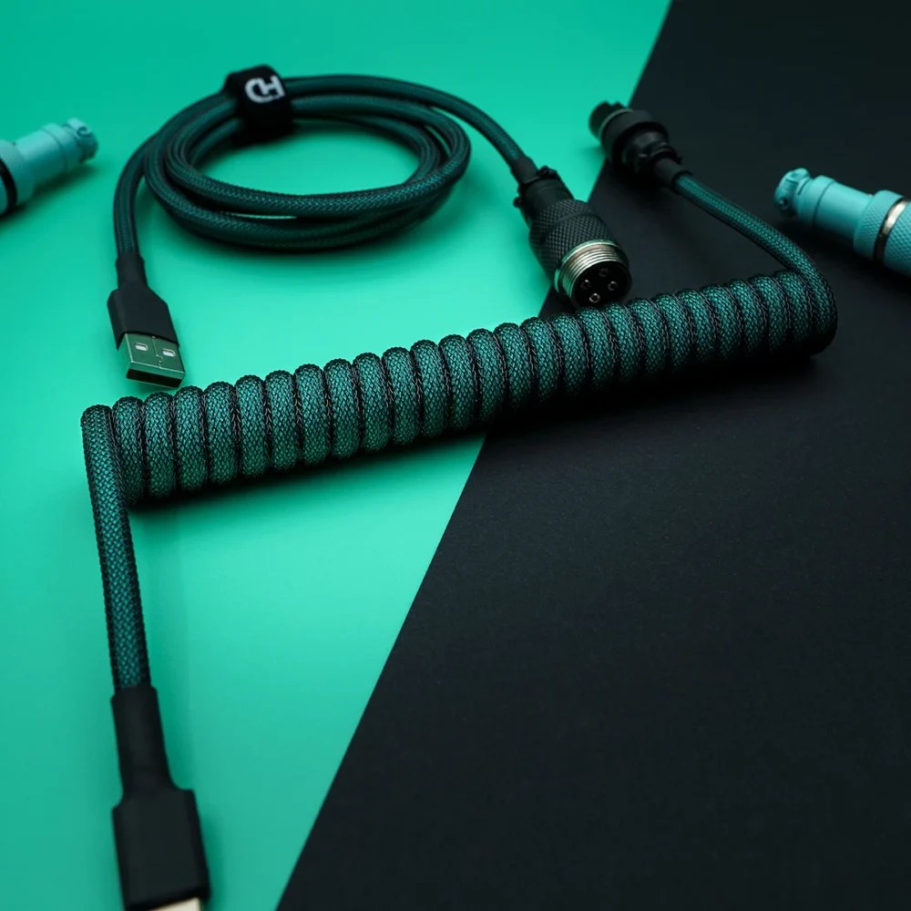 Coiled Keyboard Cable - USB C - Aviator - Green
